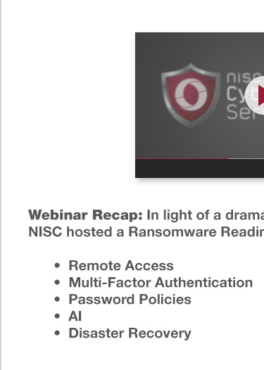 NISC Cybersecurity Webinar Recording Now Available Featuring Ransomware ...