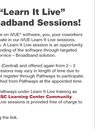 Join Us for These iVUE Service – Broadband Learn It Live Sessions!