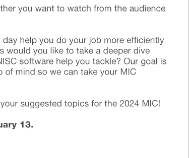 What Sessions Would You Like to See at the 2024 NISC MIC?