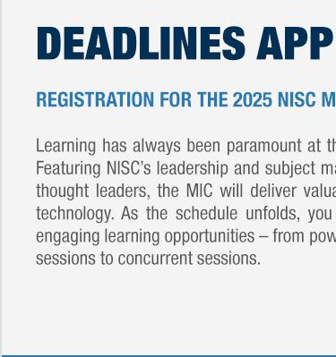 Registration for the 2025 NISC MIC Closes on Friday, Aug. 29