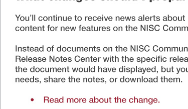 Introducing the NISC Release Notes Center