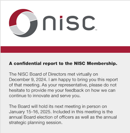 NISC Board of Directors Update