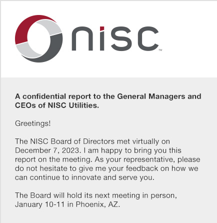 NISC Board of Directors Update