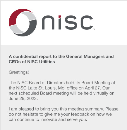 NISC Board of Directors Update